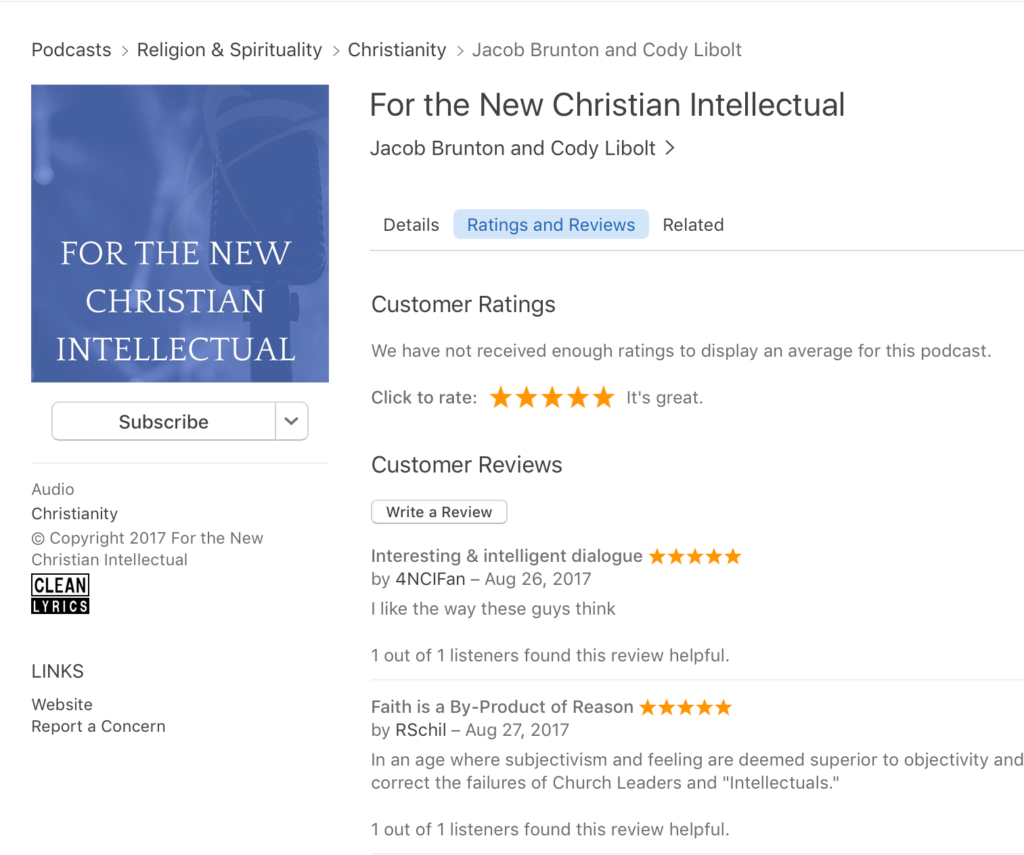 For the New Christian Intellectual